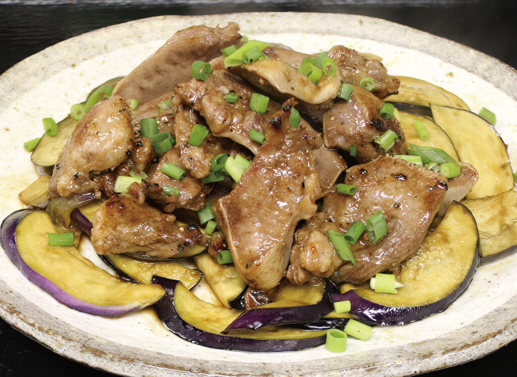 Buta-tan to Nasu Itame (Stir-fried pork tongue and eggplant) | そば処いってつ